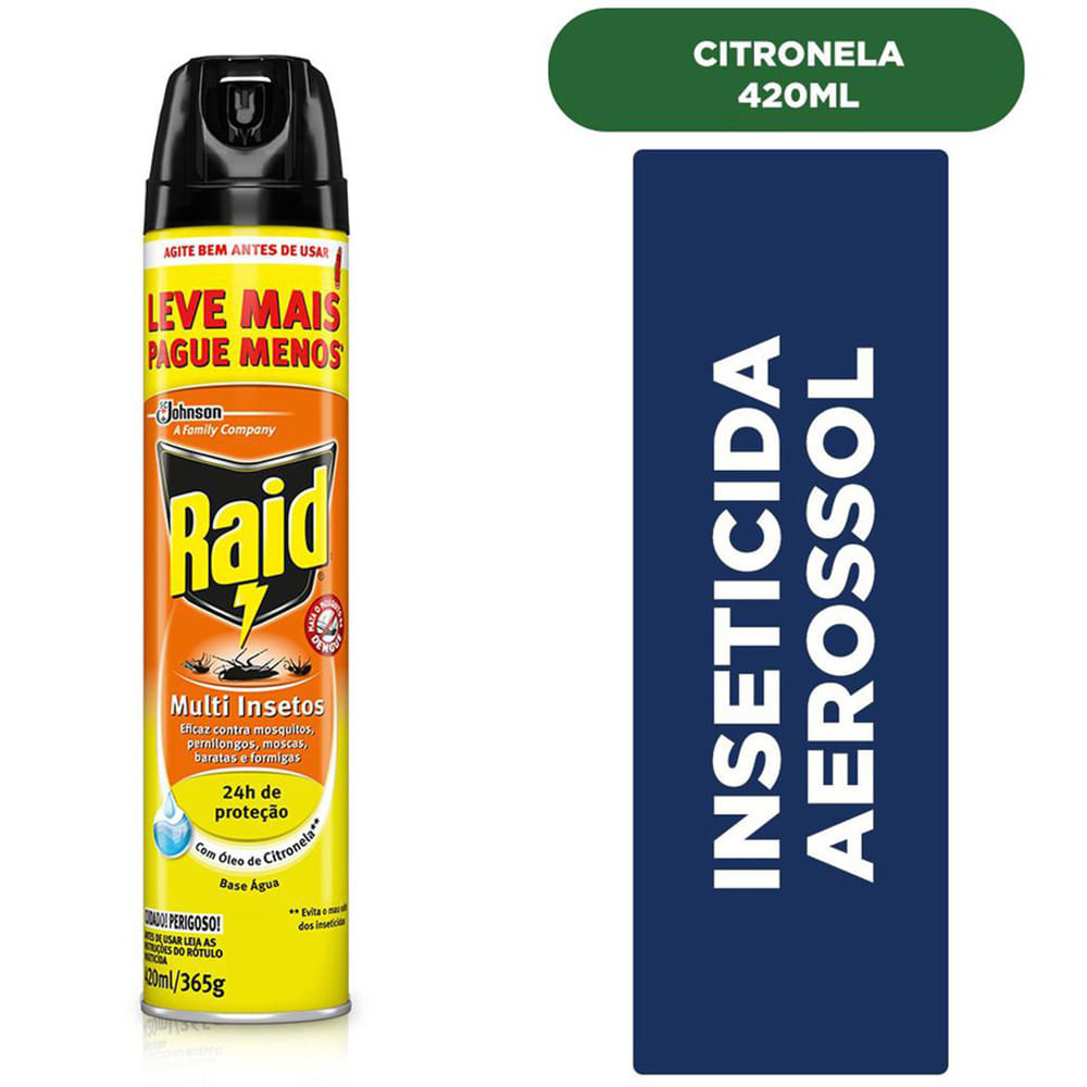 Inseticida Raid Multi-insetos Aerosol Citronela Leve Mais Por Menos ...