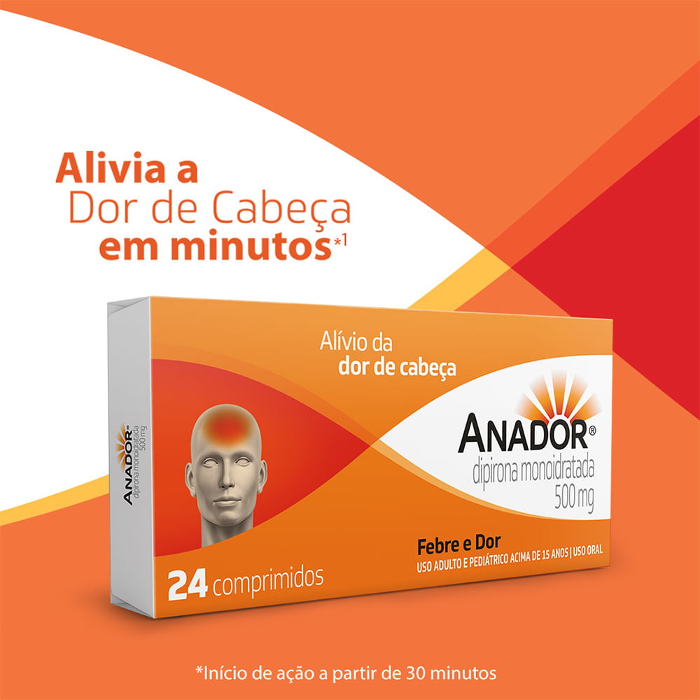 Anador 500mg com 24 Comprimidos | Drogaria Araujo - Drogaria Araujo