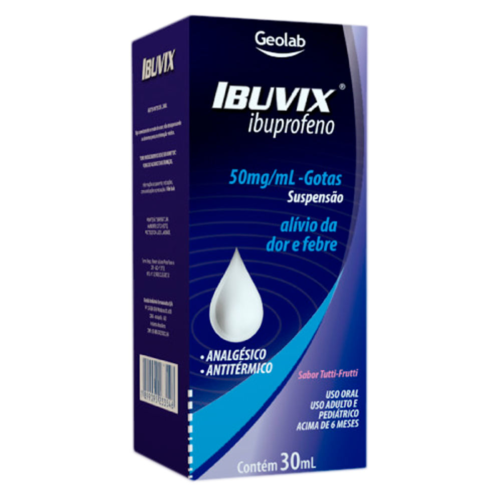 Ibuvix 50mg/ml Sabor Tutti-Frutti Gotas 30ml - Drogaria Araujo