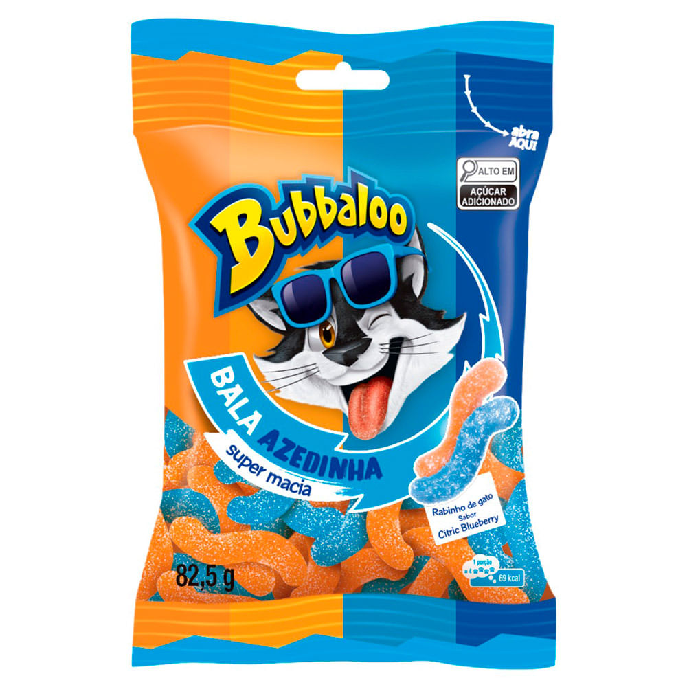 Bala Bubbaloo Rabinho de Gato Azedinha Citric Blueberry 82,5g ...