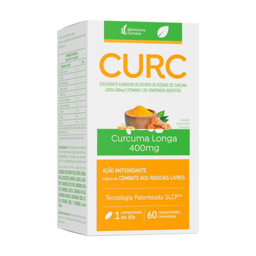 CURC Curcuma Longa 400mg com 60 Comprimidos Revestidos - Drogaria Araujo