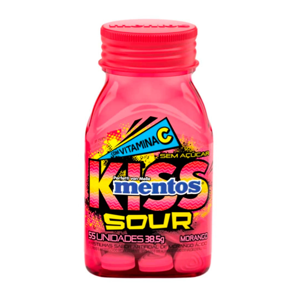 Bala Mentos Sour com Vitamina C Sabor Morango Ácido Sem Açúcar 38,5g ...
