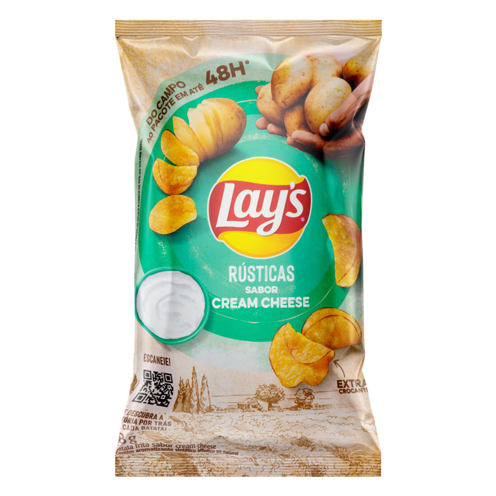 Batata Lays Rústicas Sabor Cream Cheese 68g - Drogaria Araujo