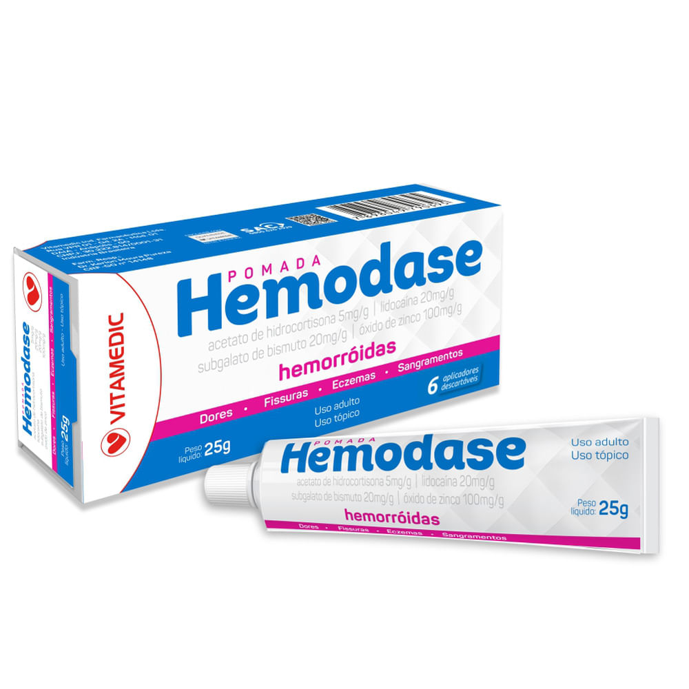 Hemodase Pomada 25g com 6 Aplicadores - Drogaria Araujo